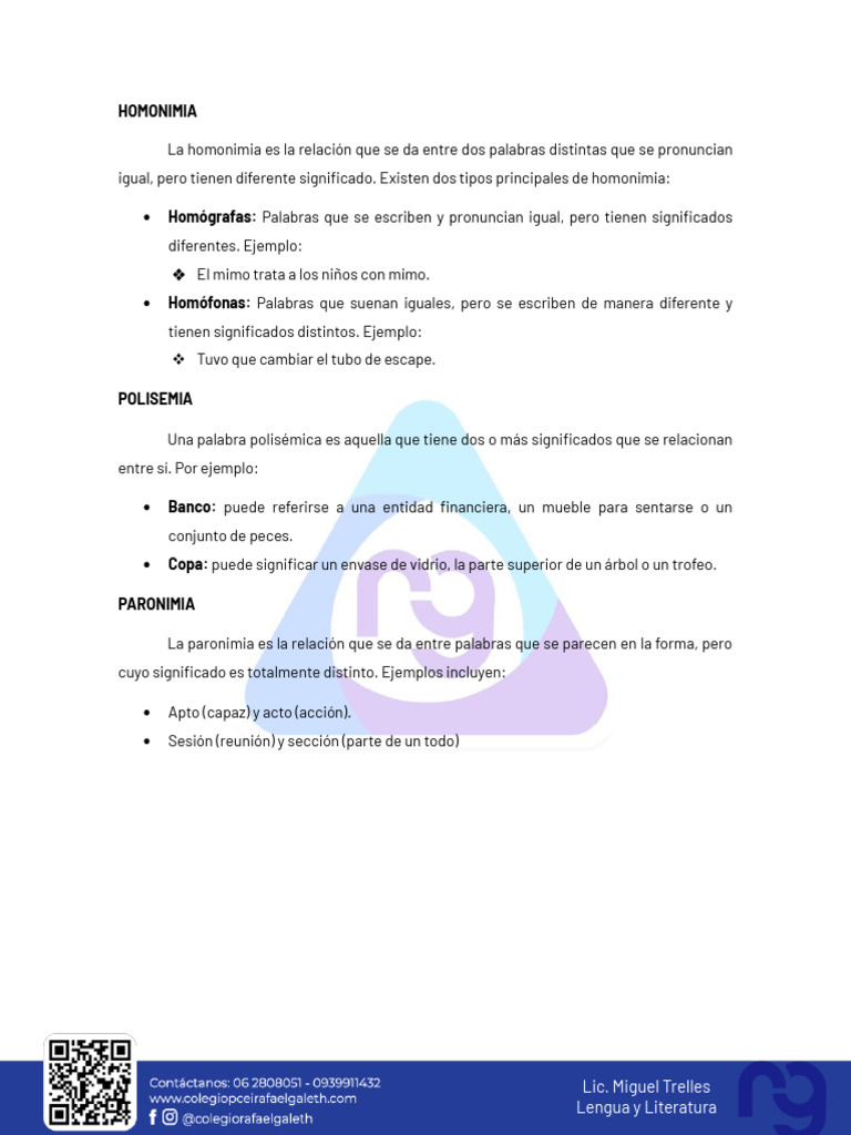 Temario - Lengua y Literatura | PDF