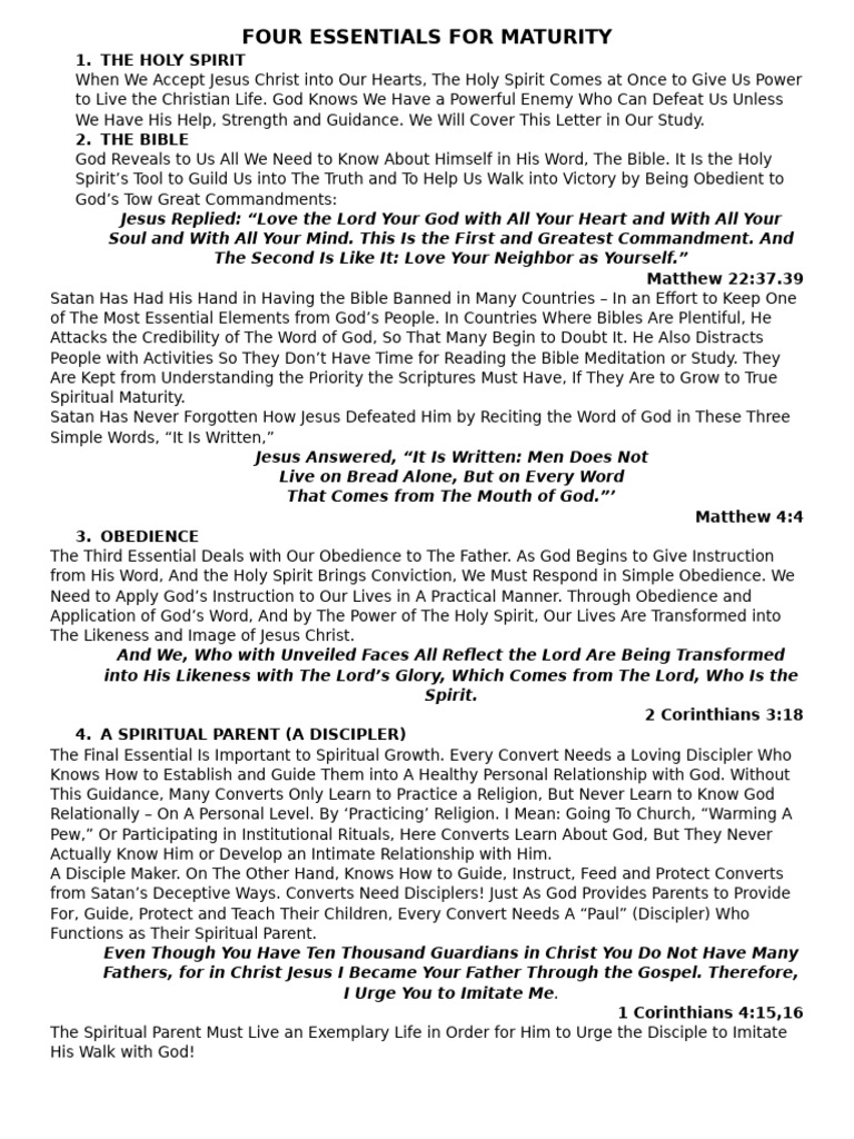 Four Essentials For Maturity | PDF