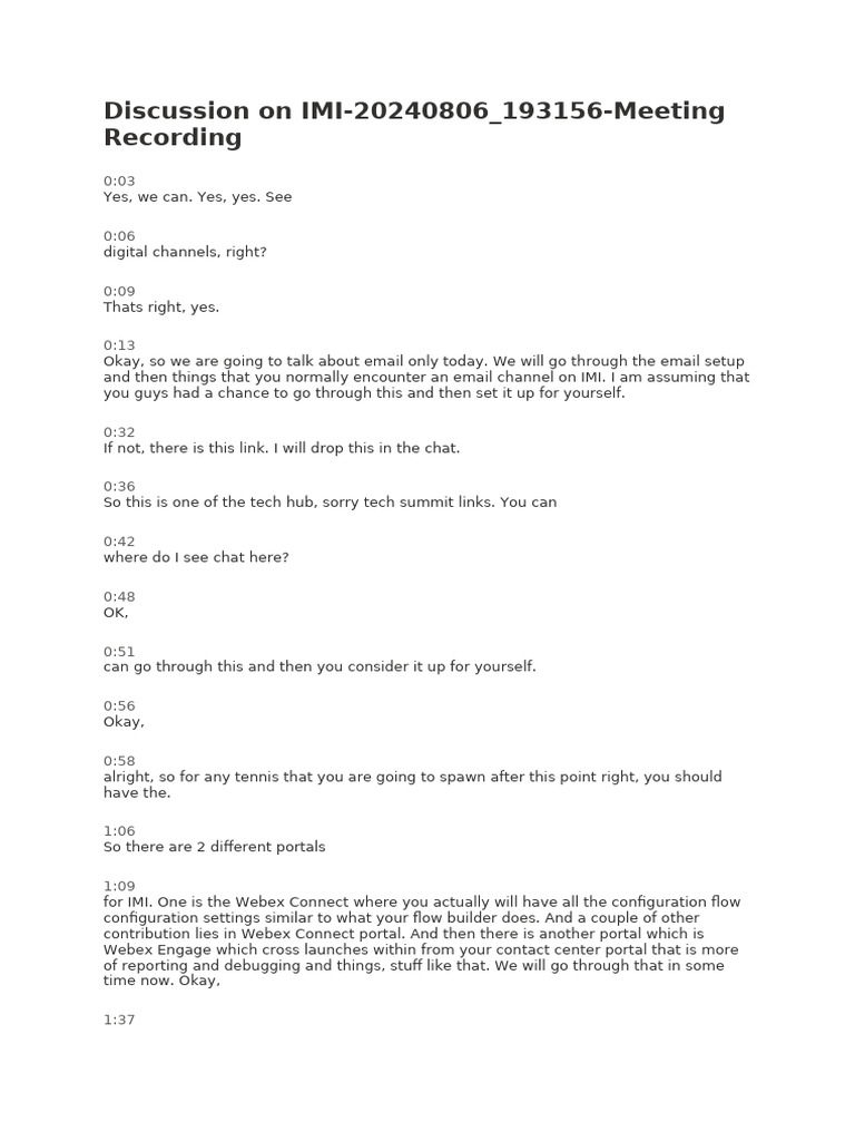 Discussion On IMI-20240806 - 193156-Meeting Recording-en-IN | PDF