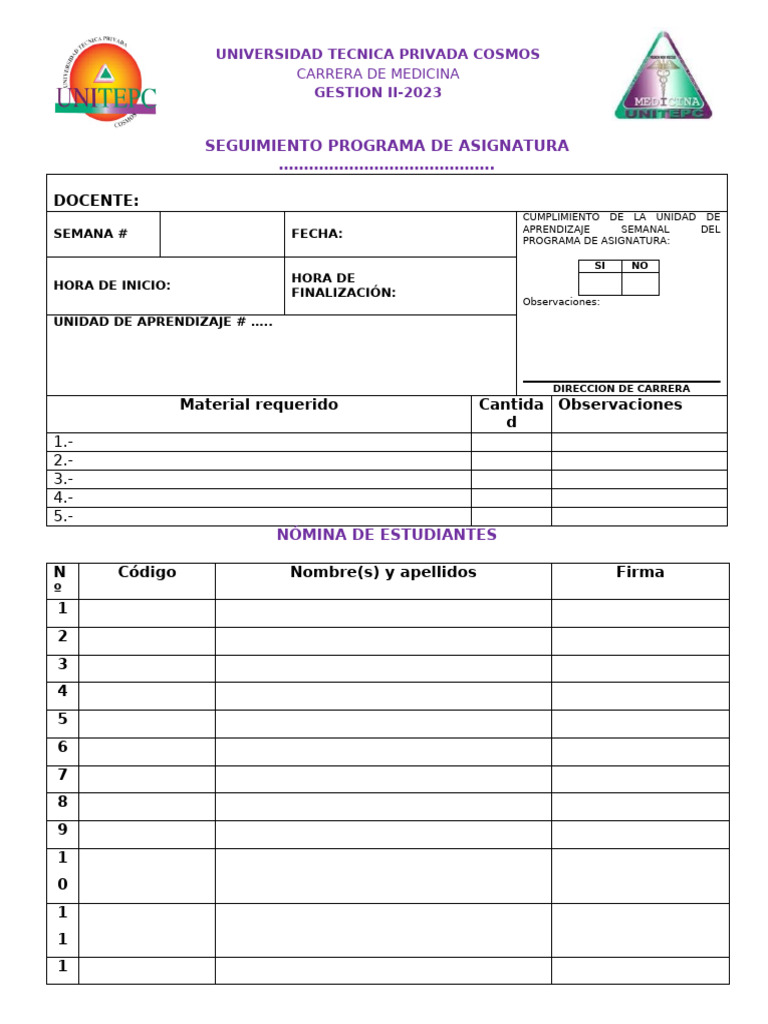 6 Seguimiento Programa de Asignatura Teorico | PDF