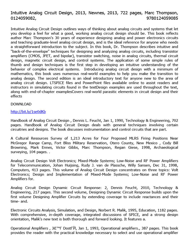 Intuitive Analog Circuit Design | PDF