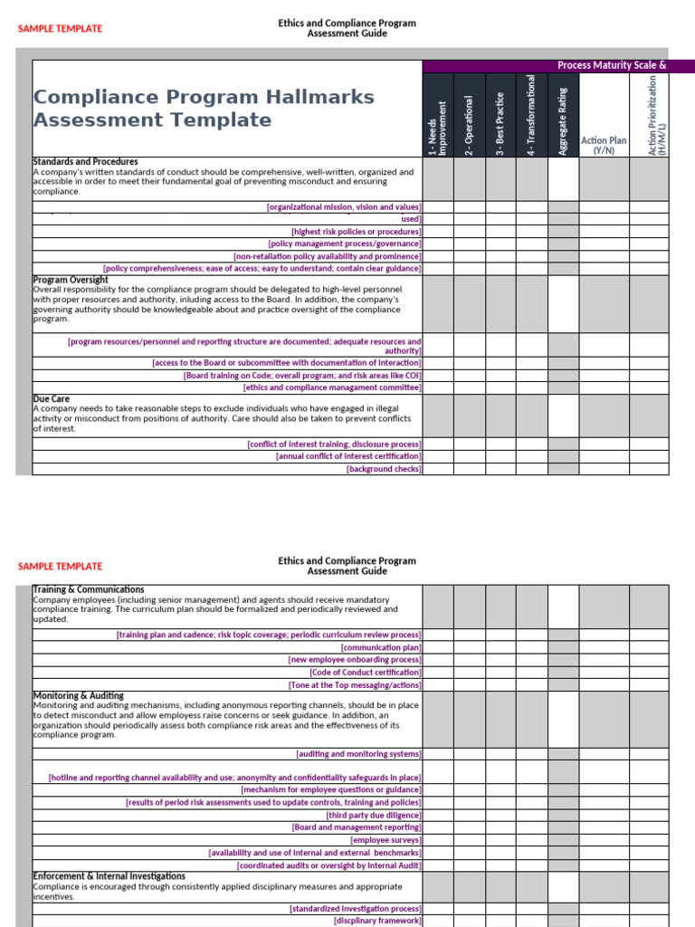 Compliance Program Assessment Template | PDF | Regulatory Compliance | Audit