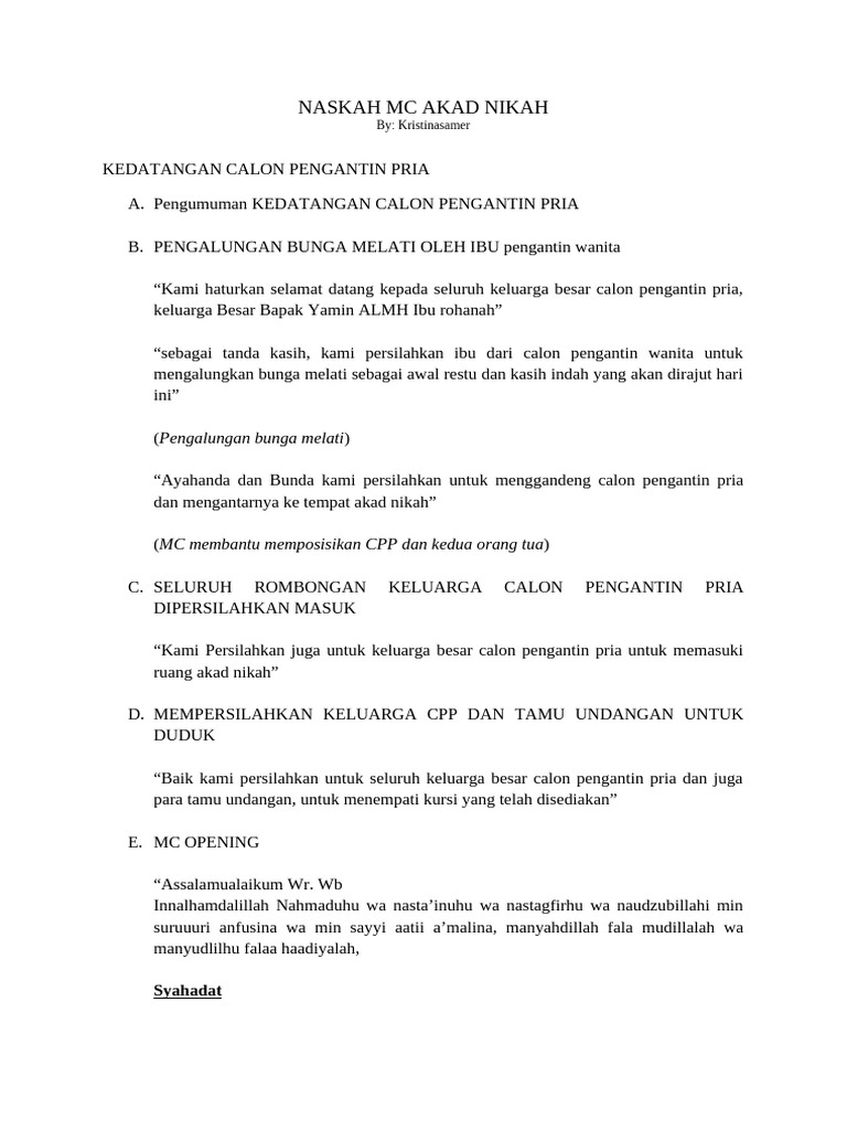 Naskah MC Akad Nikah | PDF
