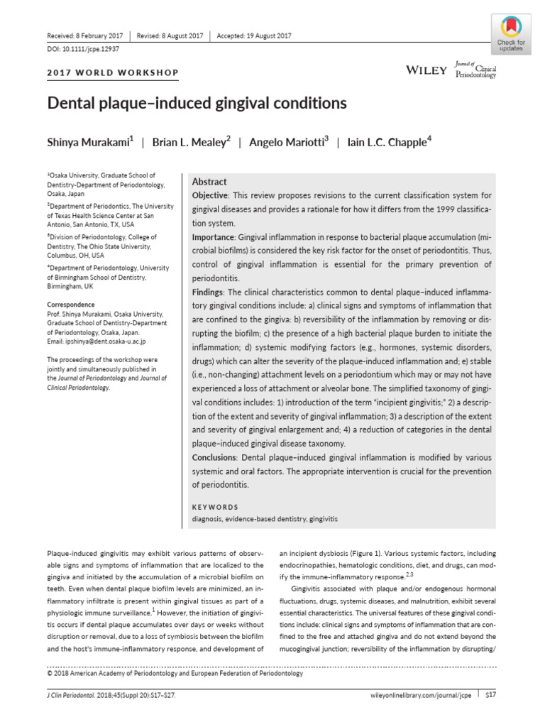 Dental Plaque-Induced Gingival Conditions: Brian L. Mealey Angelo ...