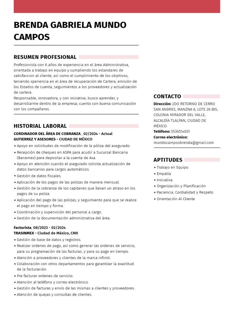 CV Brenda Mundo | PDF