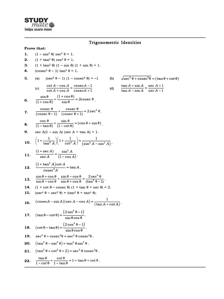 Maths 10th - Trigonometry - QB-2 | PDF