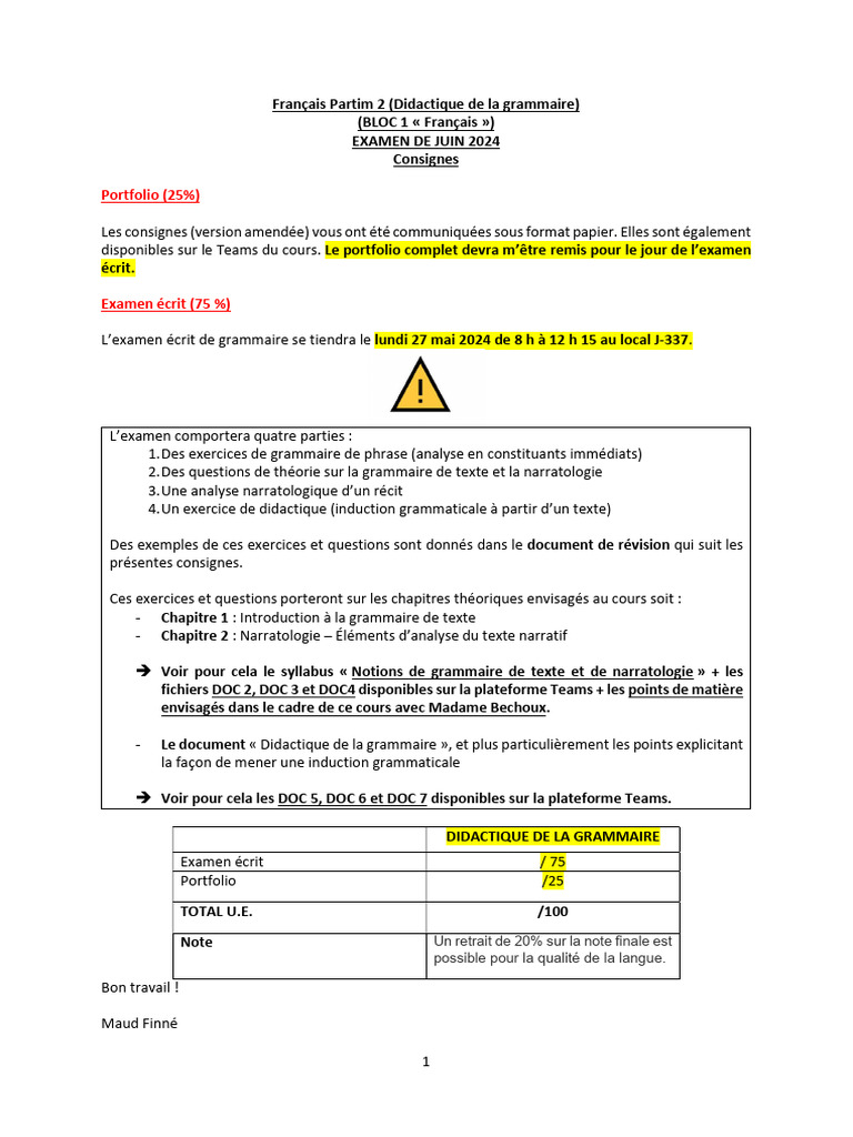 JUIN 2024 Consignes BAC 1 RGDT FR2 | PDF