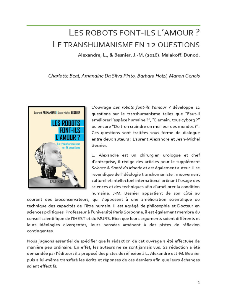Les Robots Font Ils Lamour | PDF