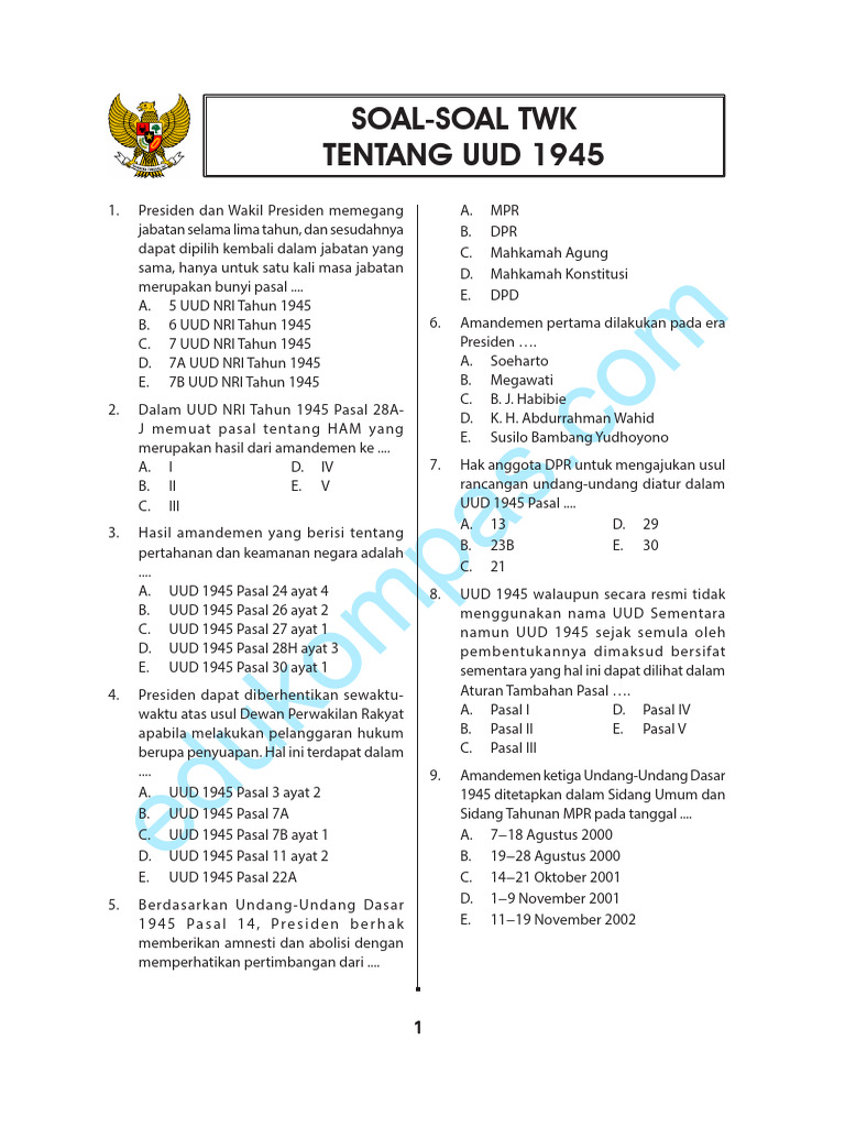 Soal TWK Tentang UUD 1945 | PDF