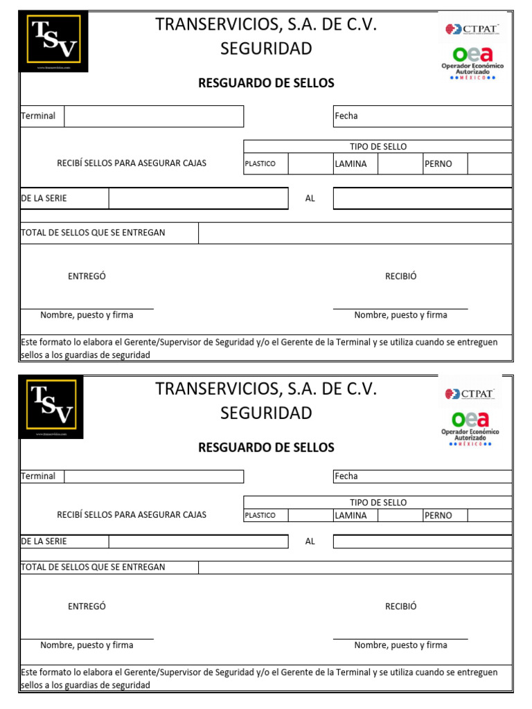 Formato de Entrega de Sellos Oficiales | PDF