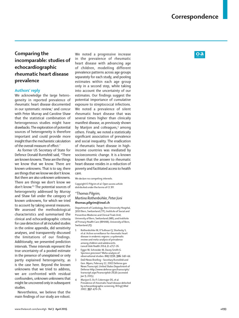Comparing The Incomparable Studies of Echocardiog | PDF