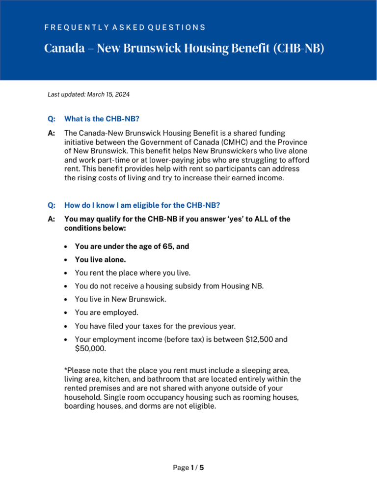 CHB-NB Eligibility and Application Guide | PDF | Cost Of Living ...