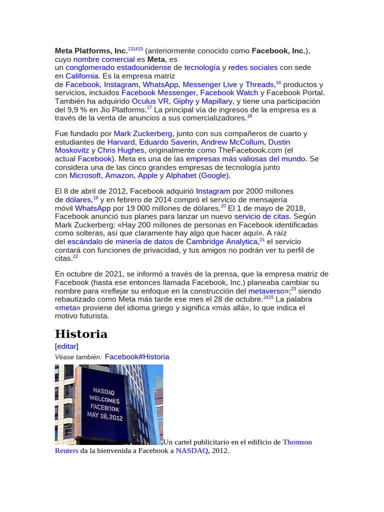 Meta History | PDF