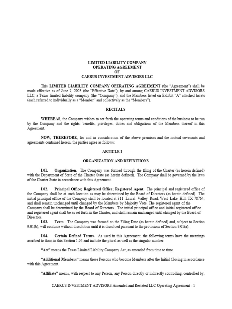 Operating Agreement | PDF