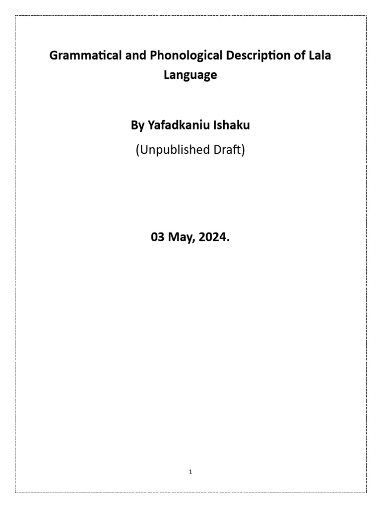Lala Language: Grammar and Population Insights | PDF | Grammatical ...