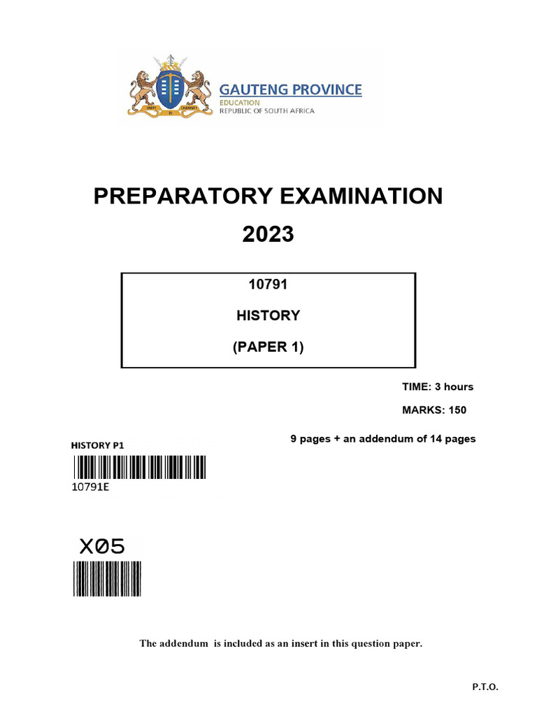 GR 12 History P1 (English) Ation Question Paper | PDF