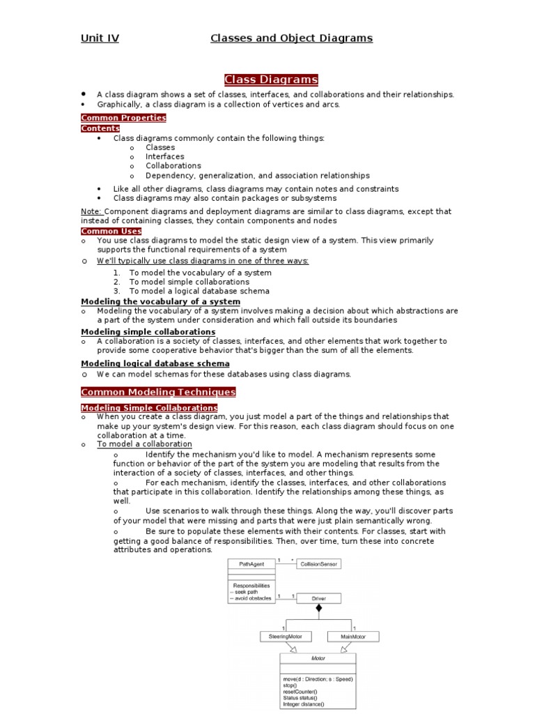 Class Diagrams: Unit IV Classes and Object Diagrams | PDF | Class (Computer Programming ...