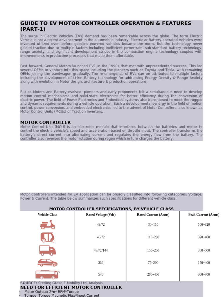 Guide To Ev Motor Controller Operation | PDF
