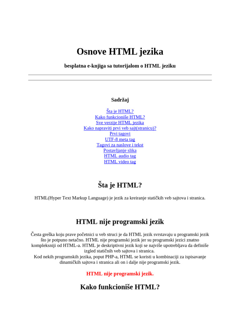 Osnove HTML Jezika | PDF
