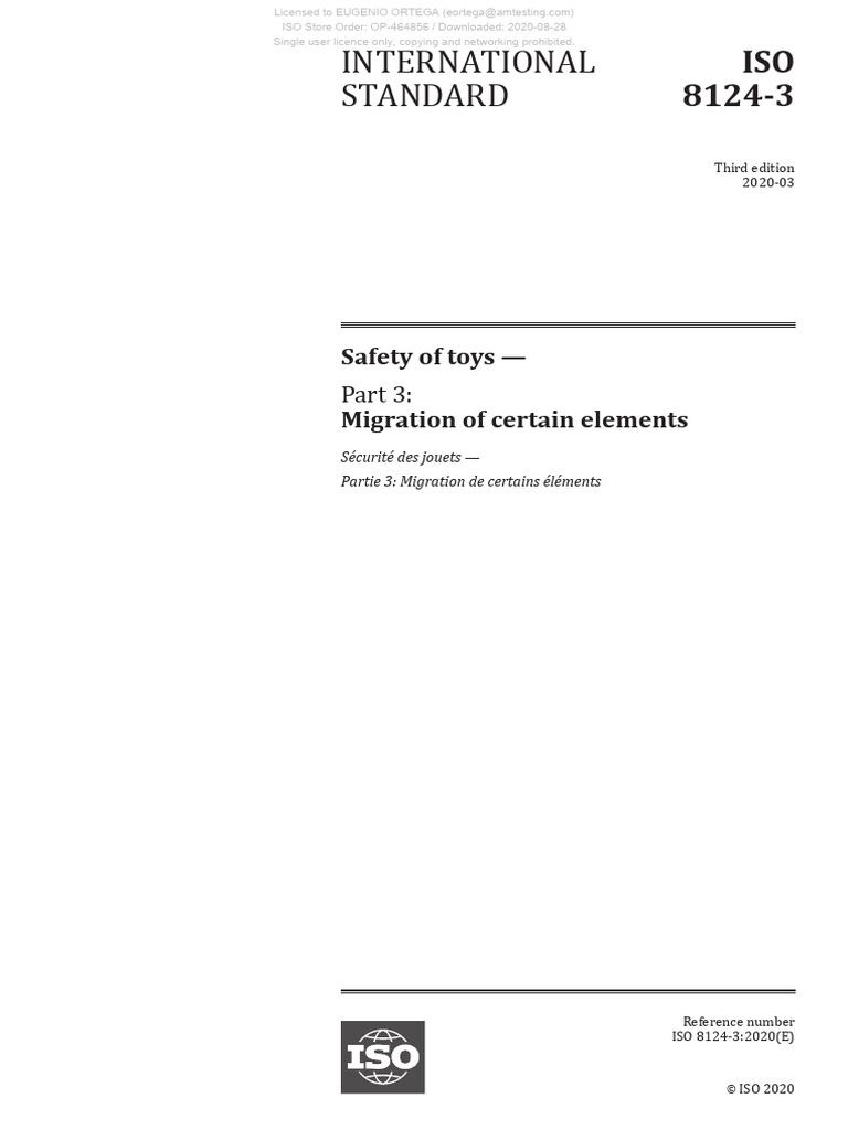 ISO 8124-3-2020 Migration of Certain Elements | PDF