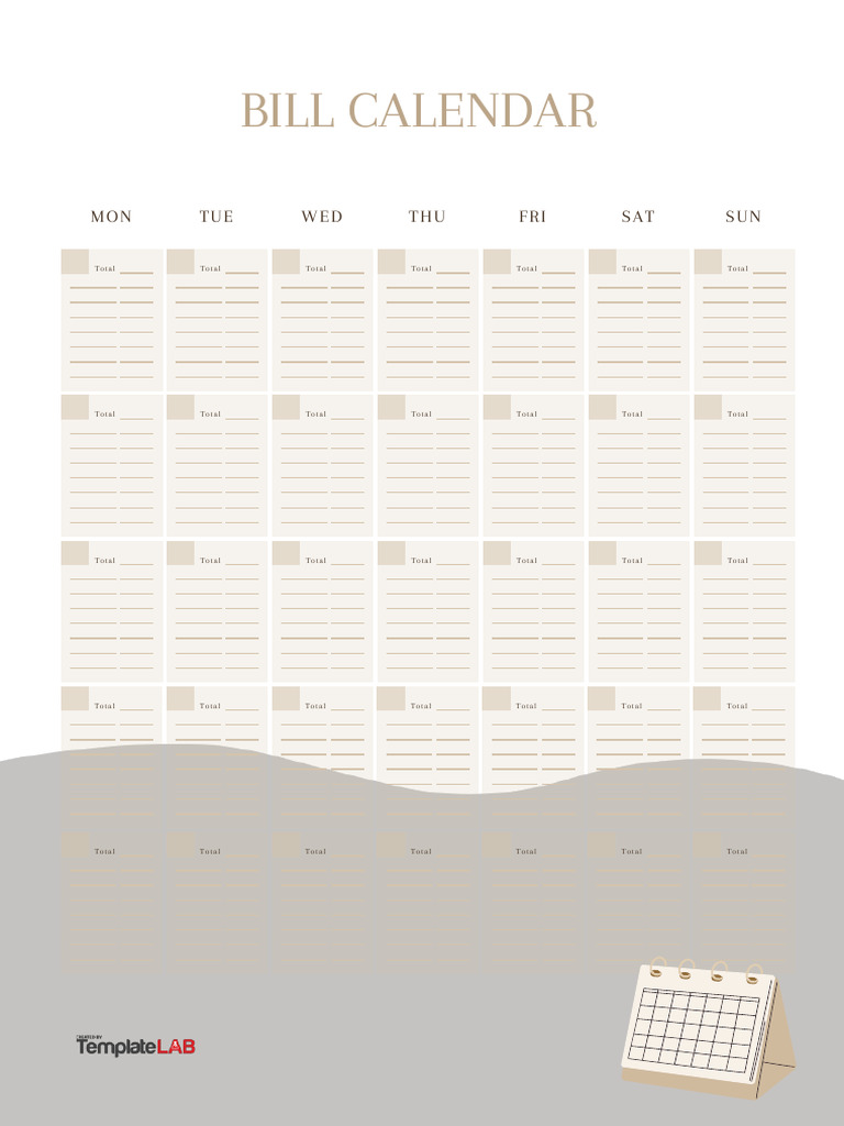 Bill Calendar Template | PDF