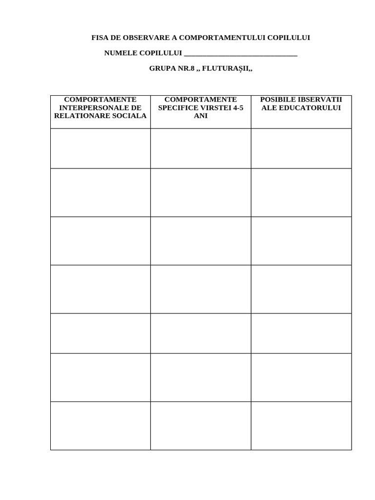 Fisa de Observare | PDF