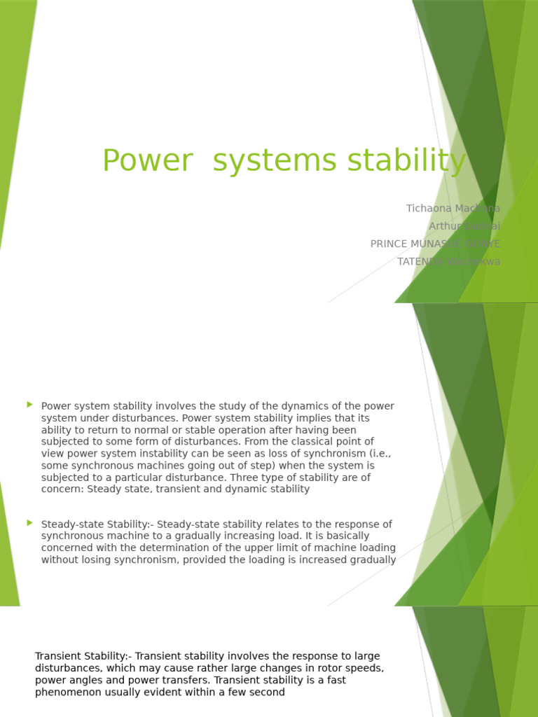 Power Systems Stability | PDF