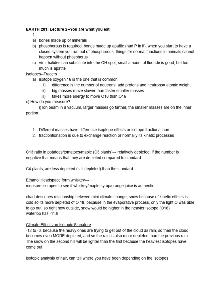 EARTH 281 - Lecture 2 - You Are What You Eat | PDF | Isotope | Neutron