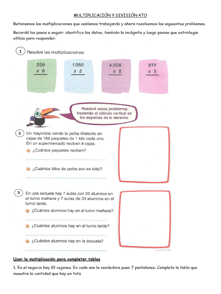 Multiplicación y División 4to | PDF | Hogar, jardinería y bricolaje