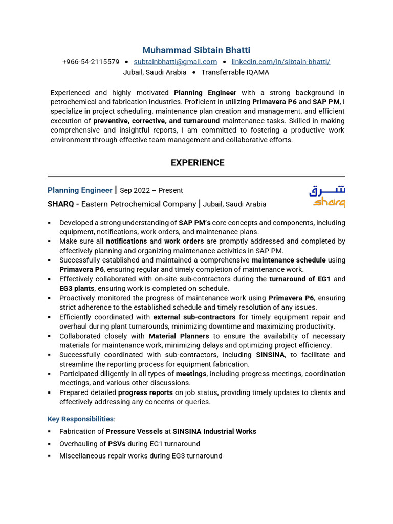 Sibtain_CV_Planning | PDF Sibtain_CV_Planning | PDF