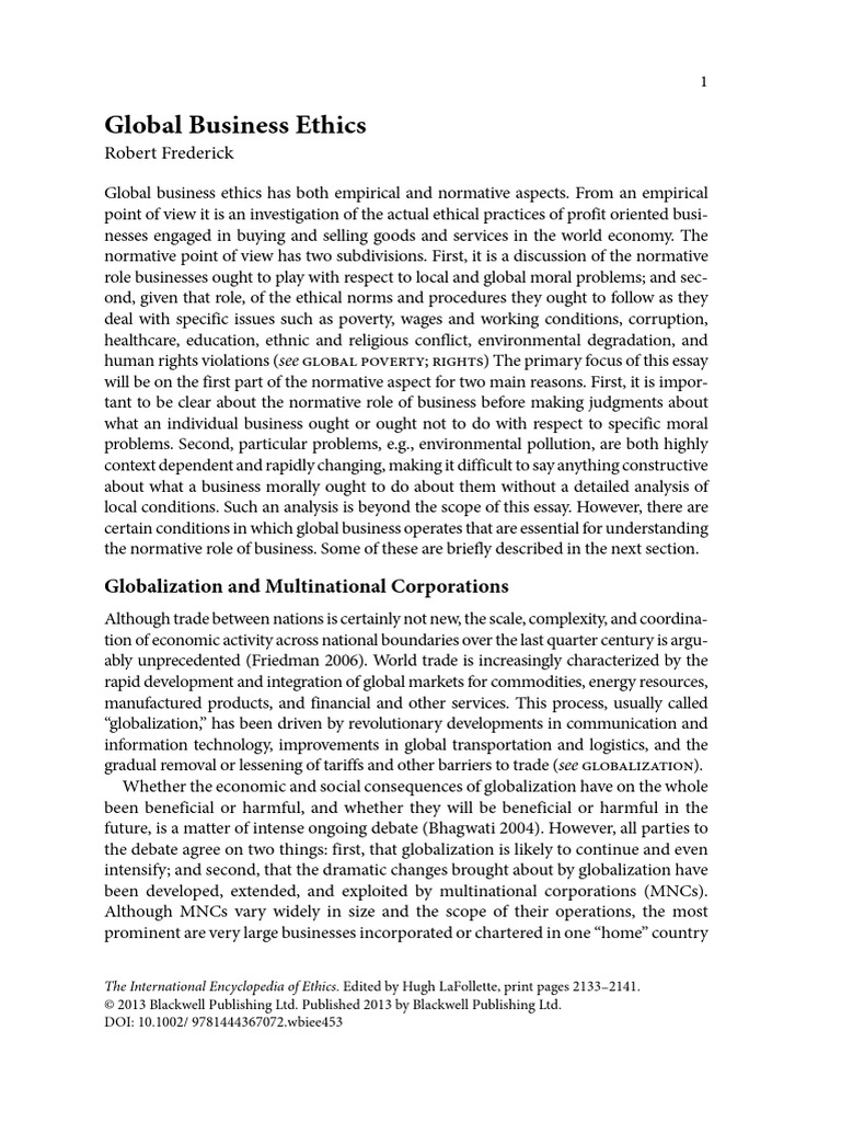Global Business Ethics | PDF