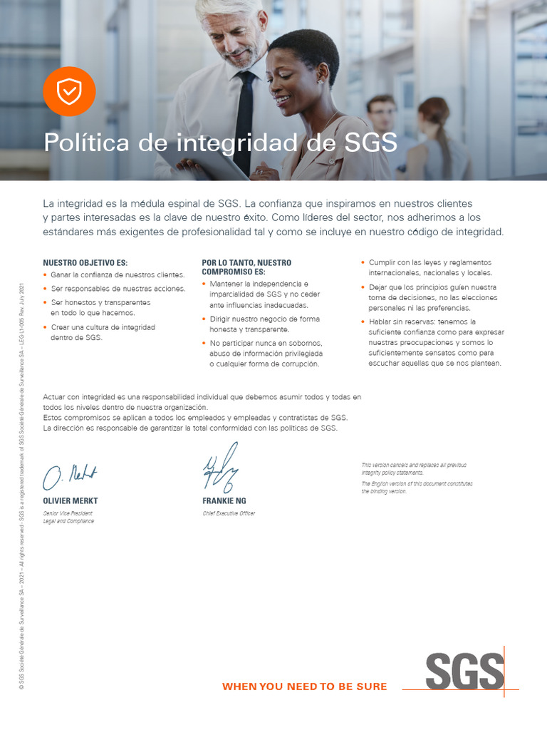 SGS CorpCom Business Statements ES | PDF