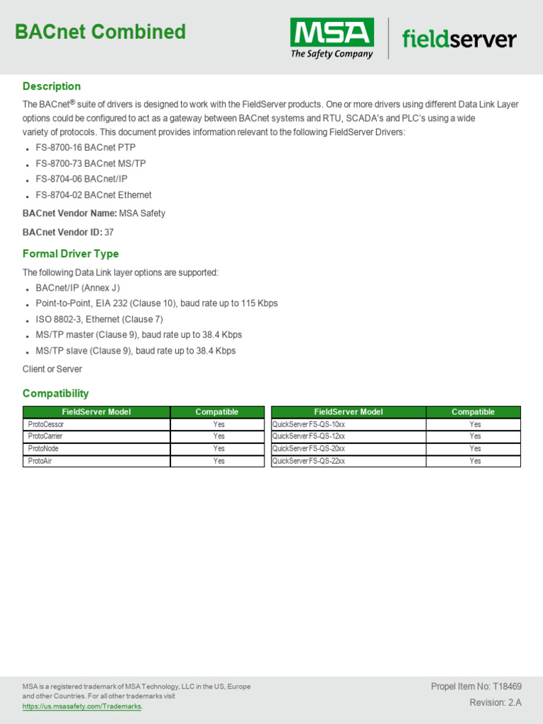 BACnet Combined - Data Sheet - 19-20-02-14 | PDF