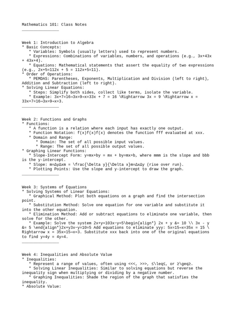 Maths 101 | PDF
