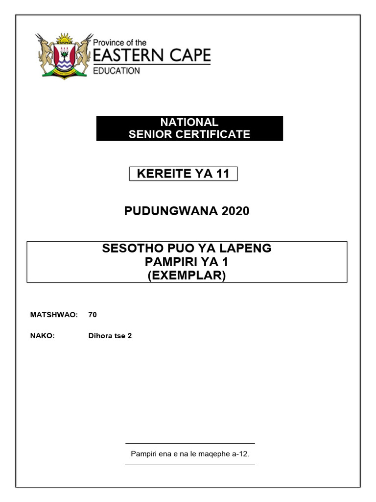 SESOTHO-HL-P1-GR11-QP-NOV-2020 | PDF
