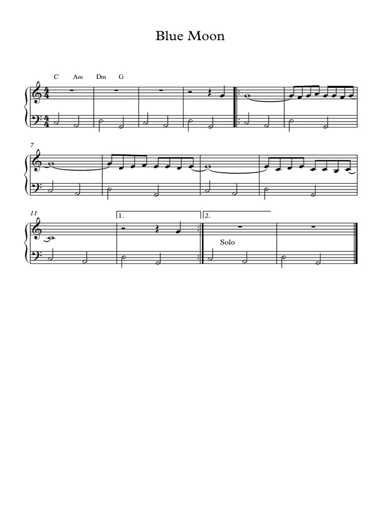 Blue Moon For Easy Piano | PDF