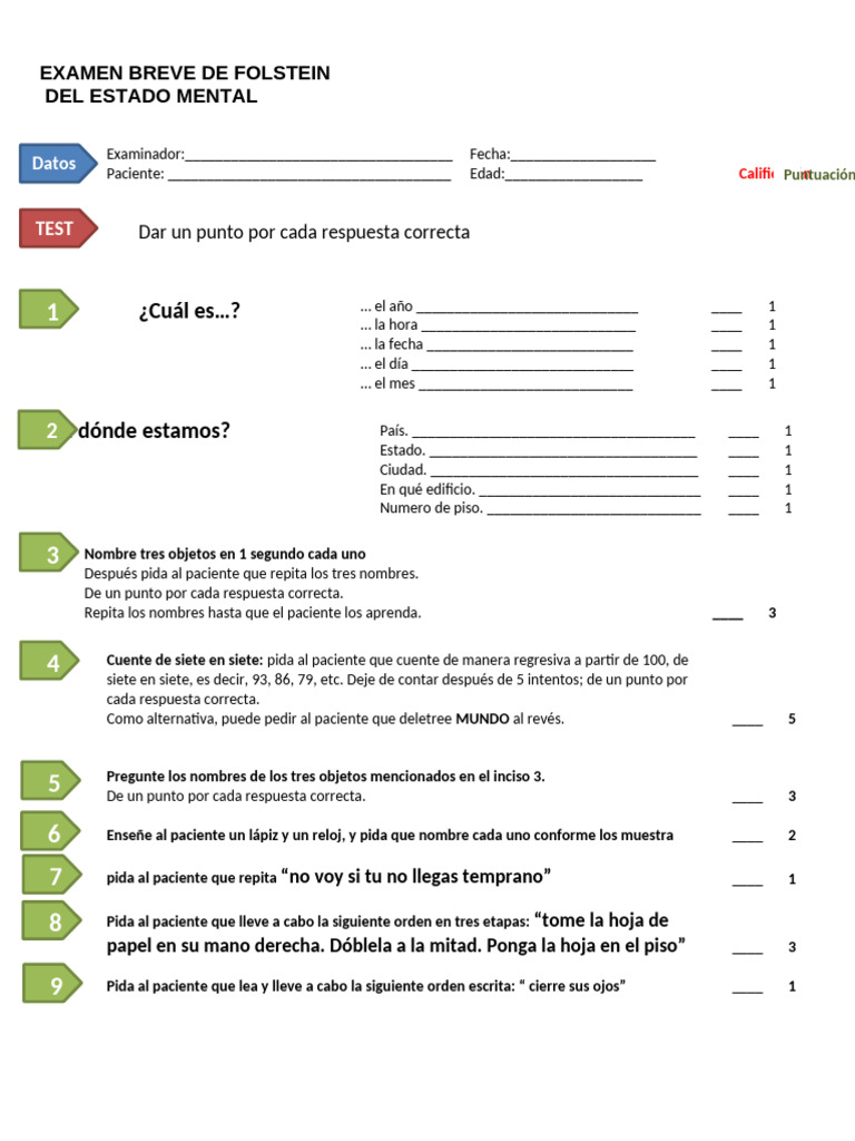 Examen Breve de Folstein | PDF
