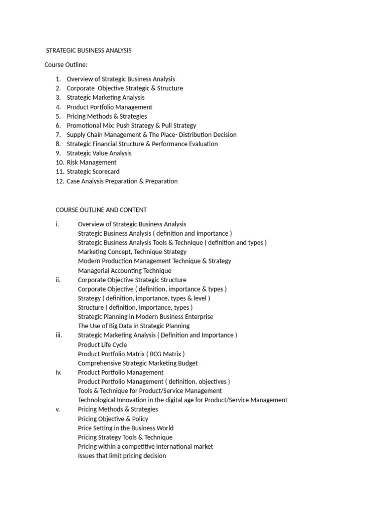 STRATEGIC-BUSINESS-ANALYSIS.docx-course-outline | PDF