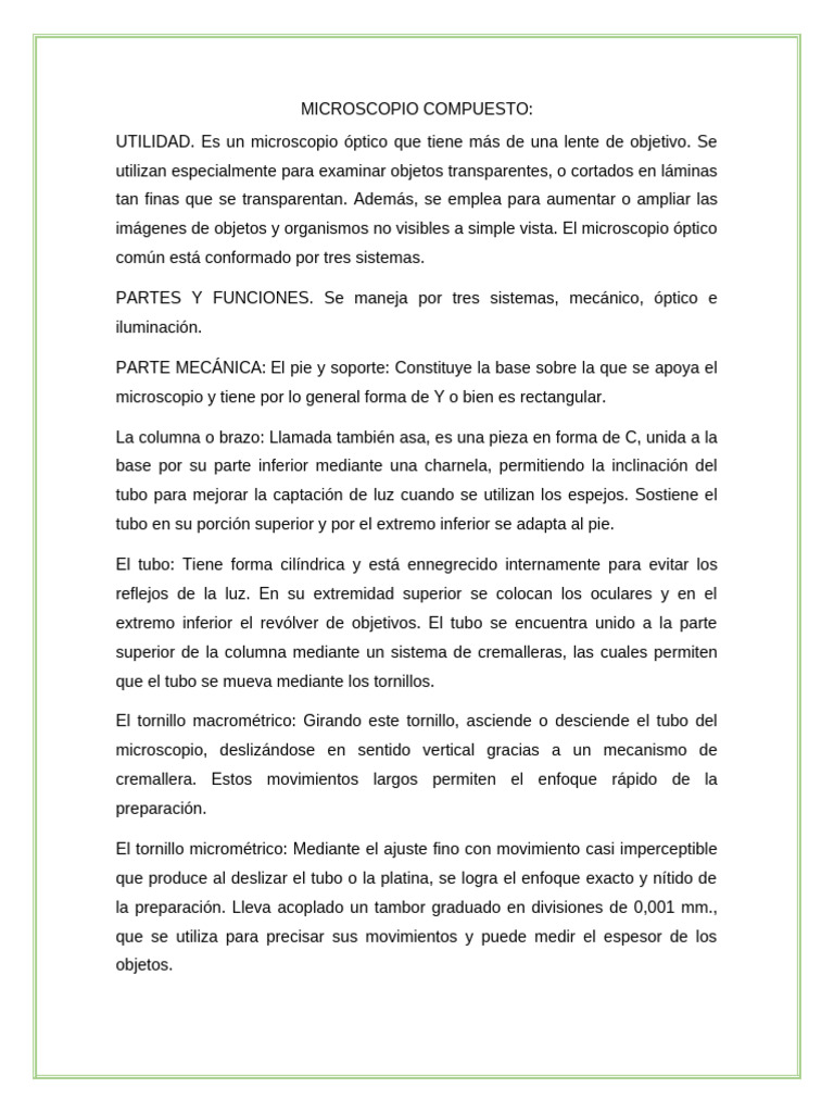 Microscopio Compuesto | PDF