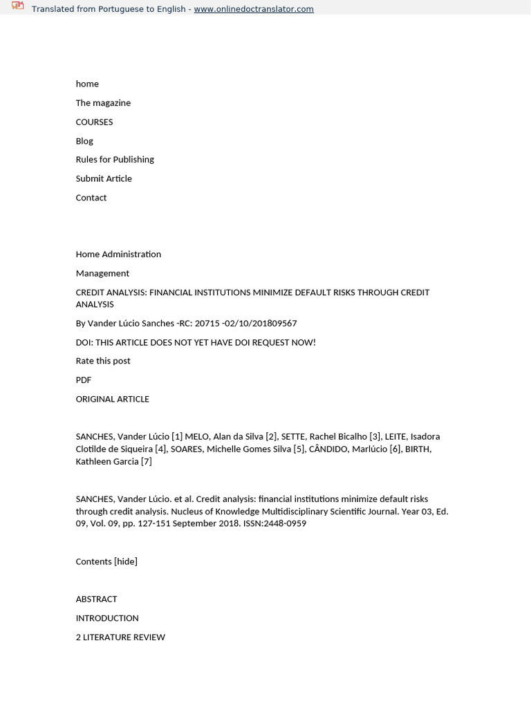 Analise de Credito BPC - Pt.en | PDF