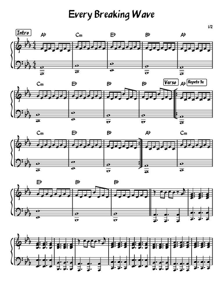 Every Breaking Wave - U2 Piano Version | PDF