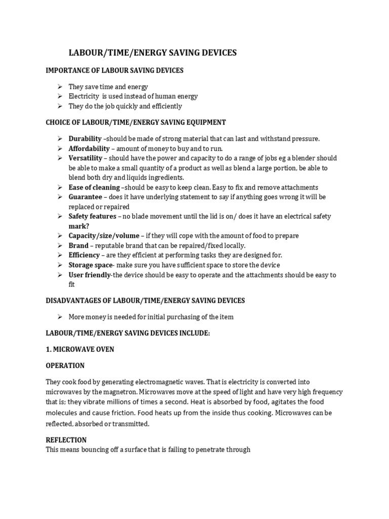 LABOUR SAVING DEVICES | PDF
