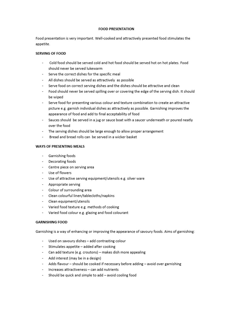 Food Presentation | PDF