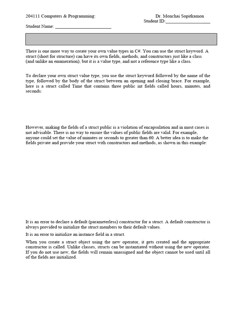 C# Structs and Enumerations Guide | PDF | Constructor (Object Oriented Programming) | Programming