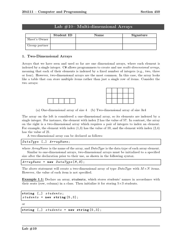 lab10_Arrays2_sec450 c# | PDF