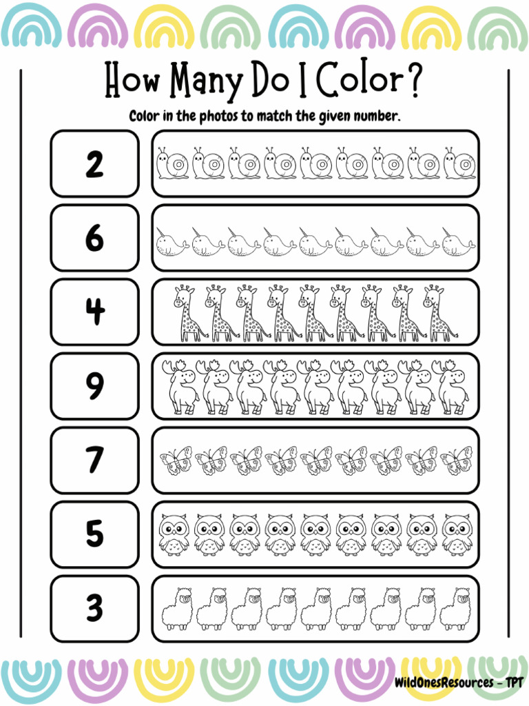 HowManyDoIColorNumberRecognitionCountingWorksheetPreKtoKinder 1 | PDF