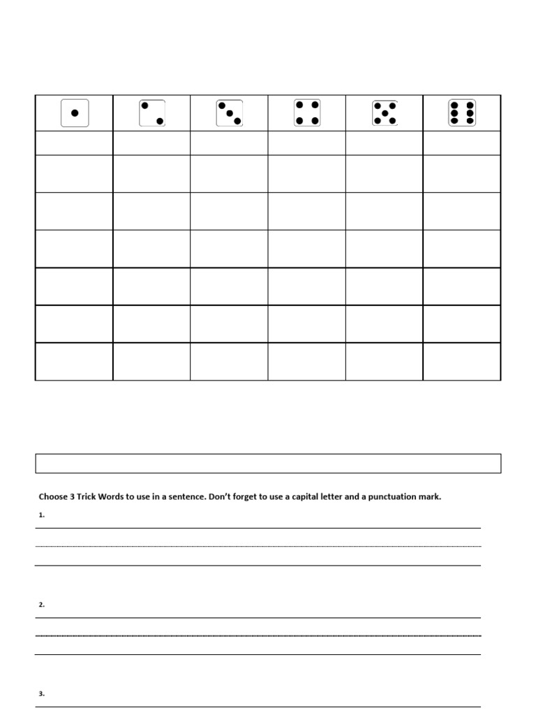 Level 2 Trick Word Practice Read and Roll | PDF