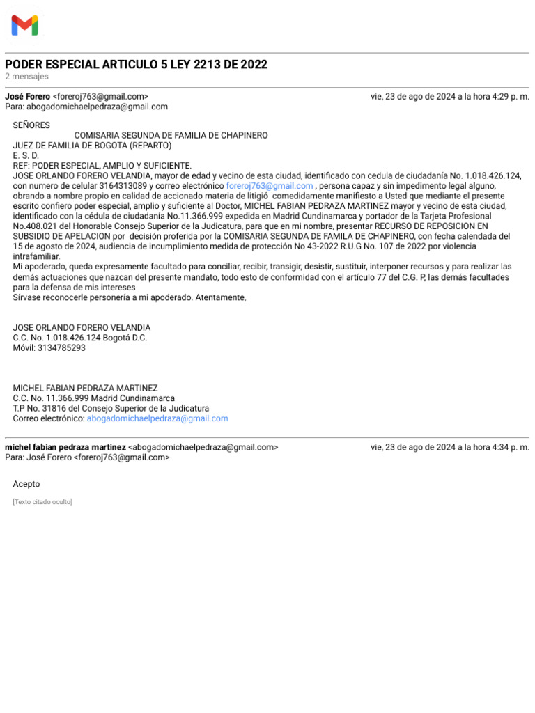 Poder Especial Comisaría Familia | PDF | Derecho