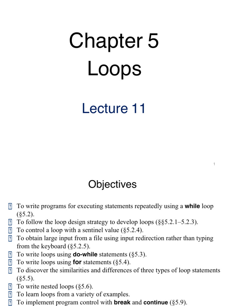 Chapter 5 Loops - Lectrue11 | PDF