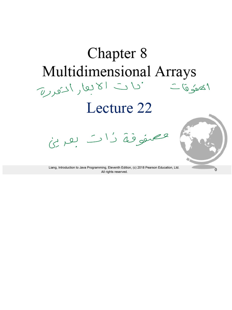 Chapter 8 - Multidimensional Arrays - Lecture22 | PDF | Matrix (Mathematics) | Computer Data